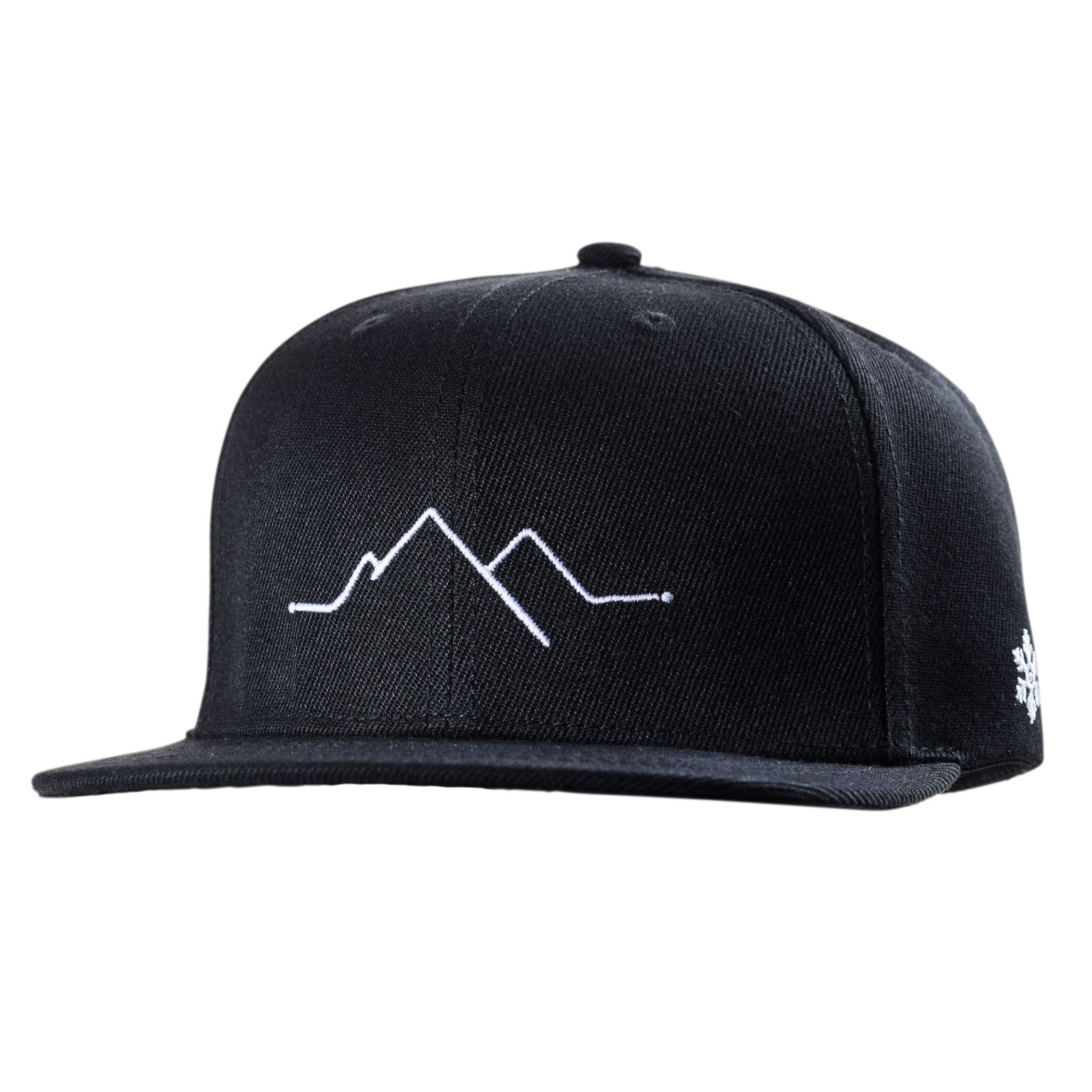 Schwarze Snapback Cap mit Bergen von schneewolle