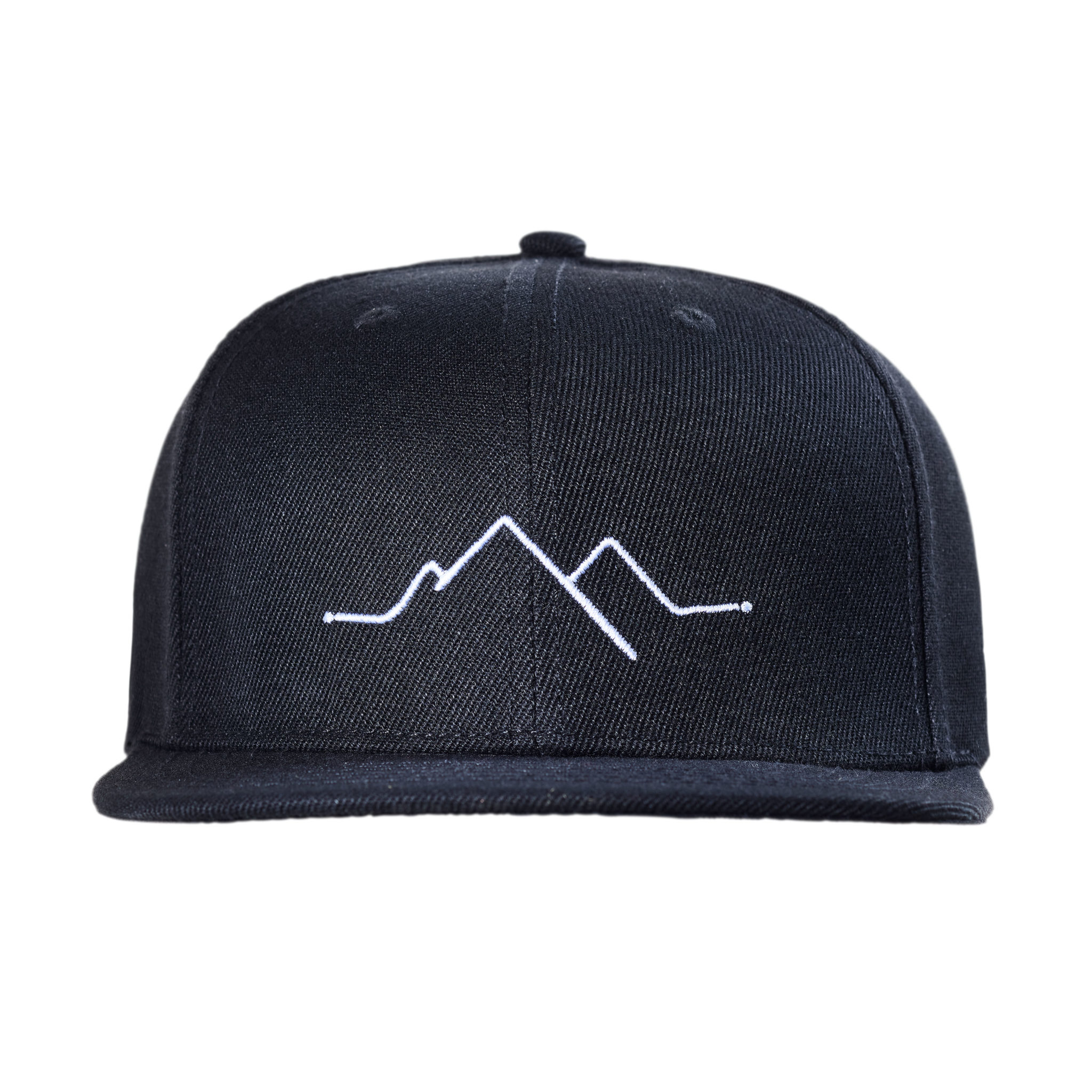 Schwarze Snapback Cap mit Bergen von schneewolle